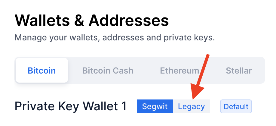 How do I receive bitcoin to a Legacy address? – Blockchain Support Center
